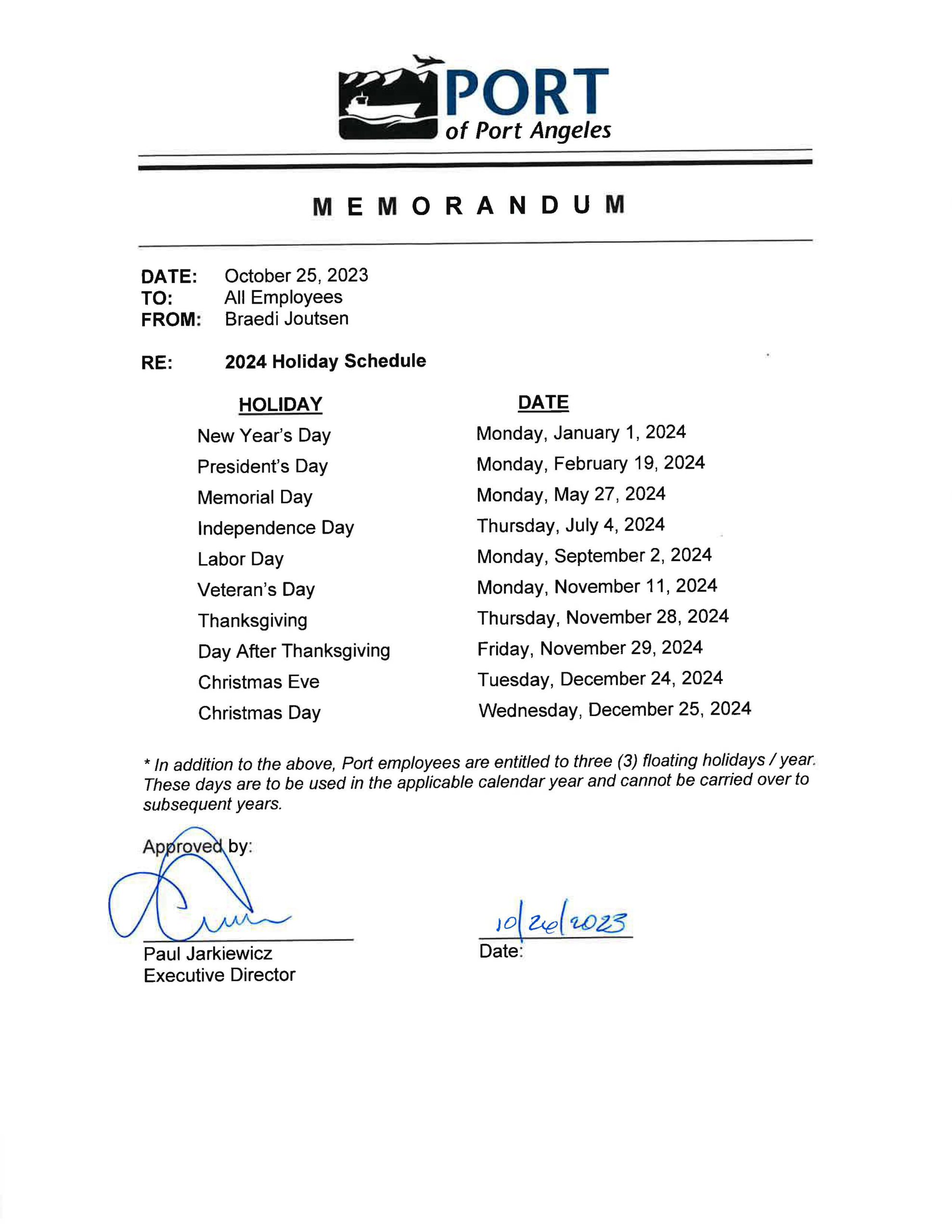 Port Holiday Closures 2024 | Port of Port Angeles